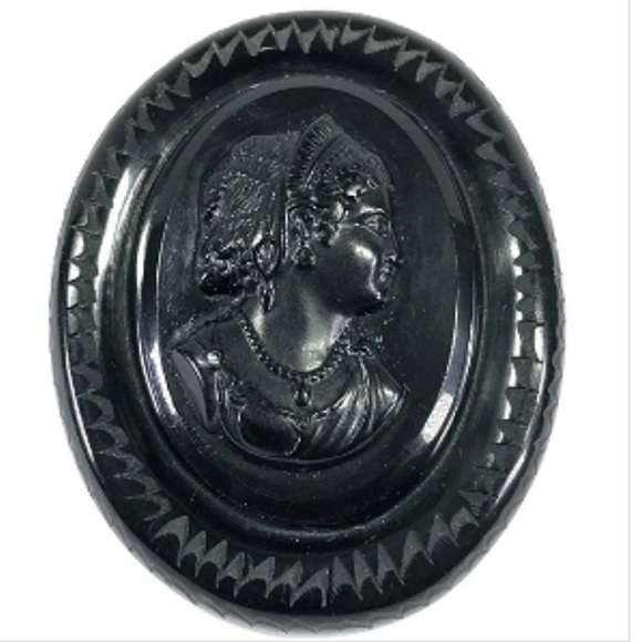 Vintage | Jewelry | Antique Art Deco Black Bakelite Victorian Lady ...